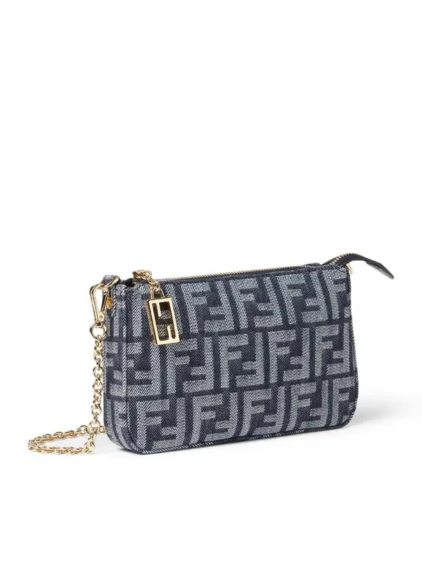 Fendi Ff Jacquard Baguette Pouch - Blue