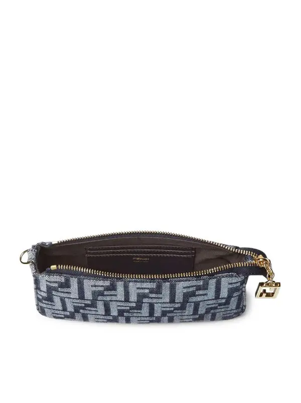 Fendi Ff Jacquard Baguette Pouch - Blue