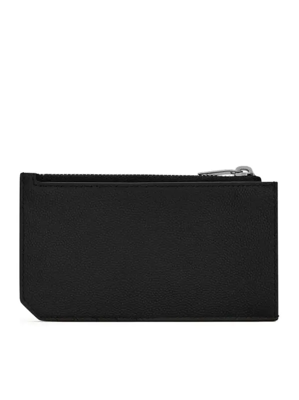 Saint Laurent Fragments Card Holder With Zip - Black