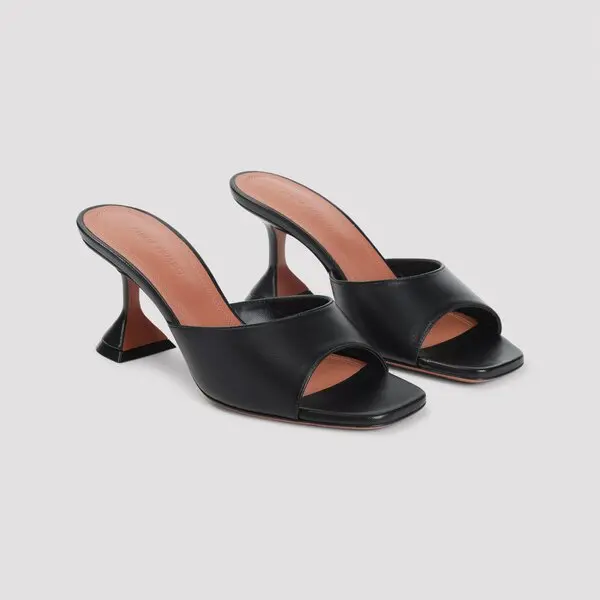 Amina Muaddi Nappa Leather Lupita 70 Slippers - Black