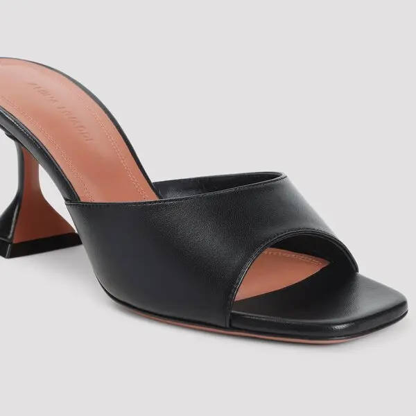 Amina Muaddi Nappa Leather Lupita 70 Slippers - Black