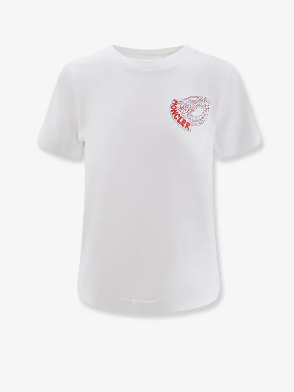 Moncler Cotton T-shirt With Rubberized Logo - Multicolor