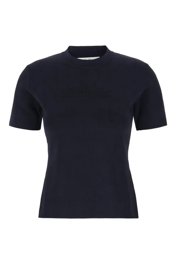 Max Mara Ribbed T-shirt With Embossed Logo - Multicolor