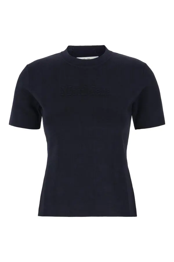 Max Mara Ribbed T-shirt With Embossed Logo - Multicolor