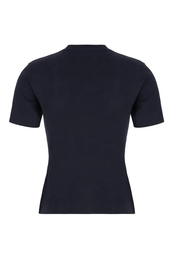 Max Mara Ribbed T-shirt With Embossed Logo - Multicolor