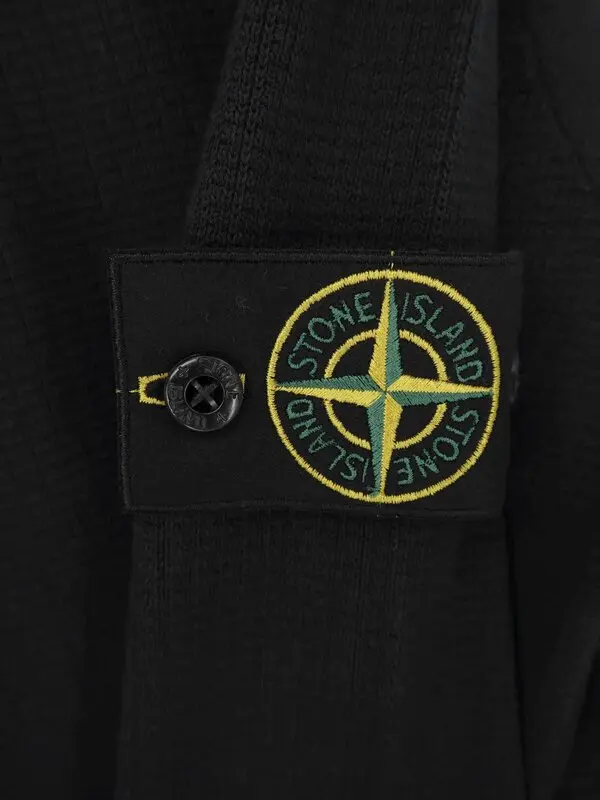Stone Island Organic Cotton Sweater With Removable Logo Patch - Black