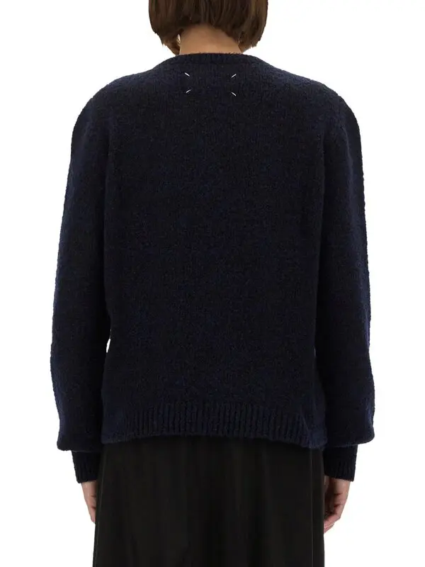 MAISON MARGIELA Virgin Wool Blend Crewneck Sweater - Blue