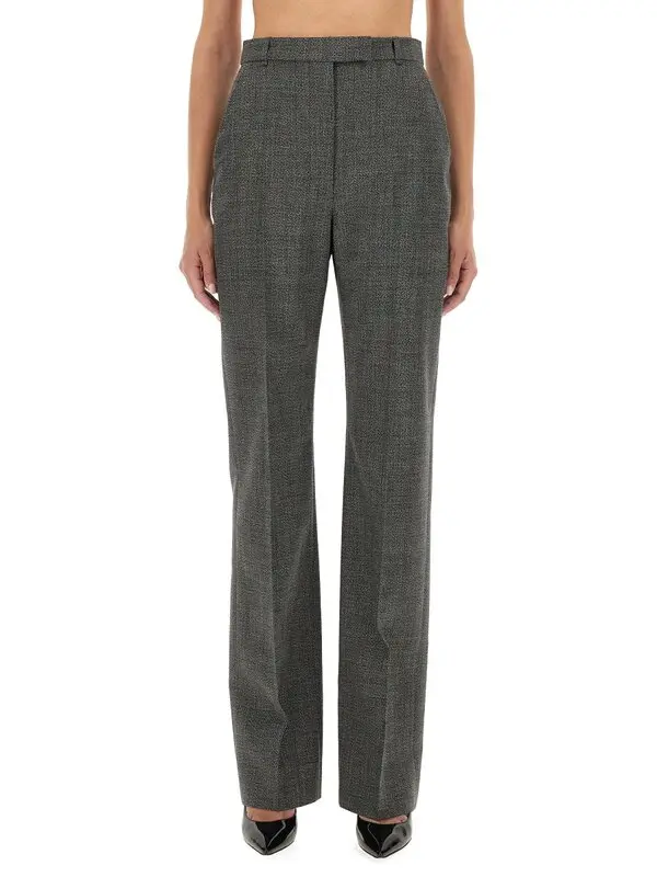 Alexander McQueen Straight Leg Wool Trousers - Gray