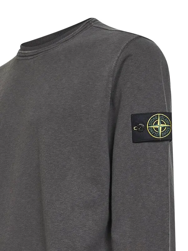 Stone Island Charcoal Grey Slub-effect Malfilé Cotton Sweatshirt