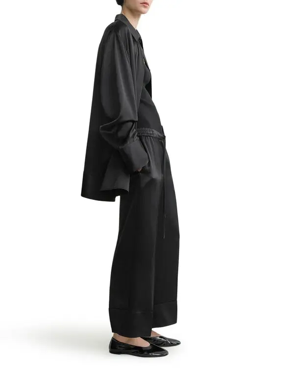 TOTEME Wide-leg Satin Drawstring Trousers
