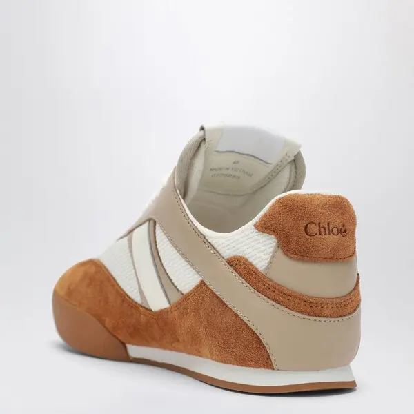 Chloé Kick & White Sneakers In Mesh And Leather - Brown