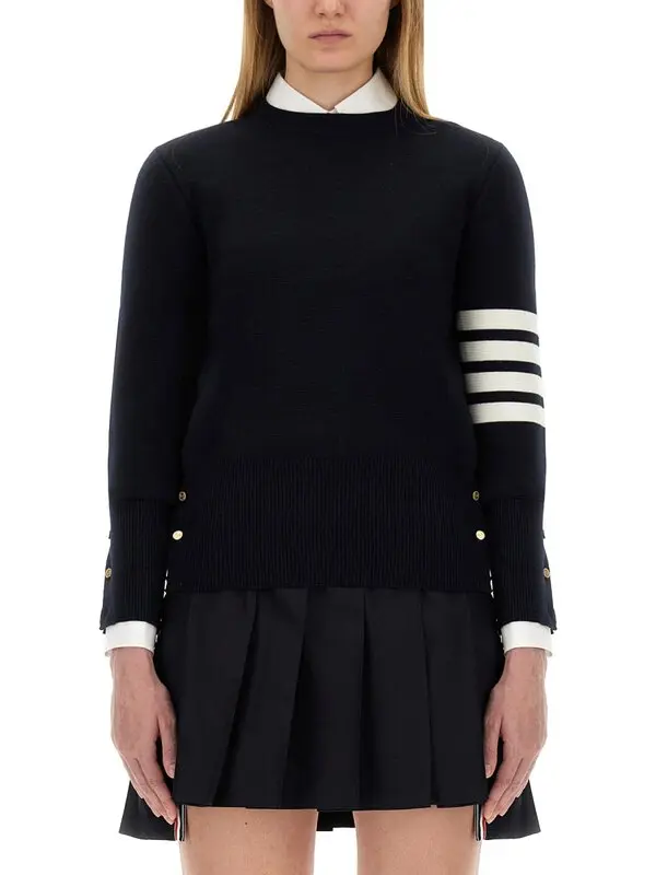 Thom Browne Milano Stitch Jersey With 4 Bars - Blue