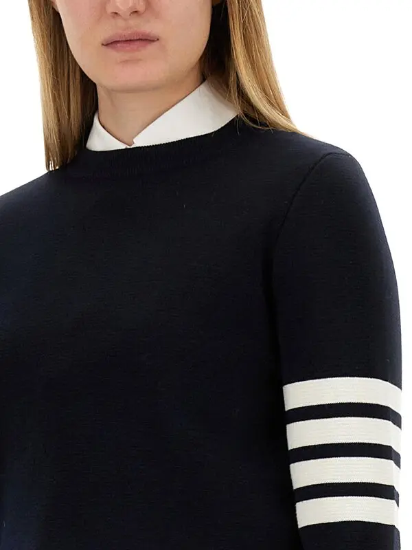 Thom Browne Milano Stitch Jersey With 4 Bars - Blue