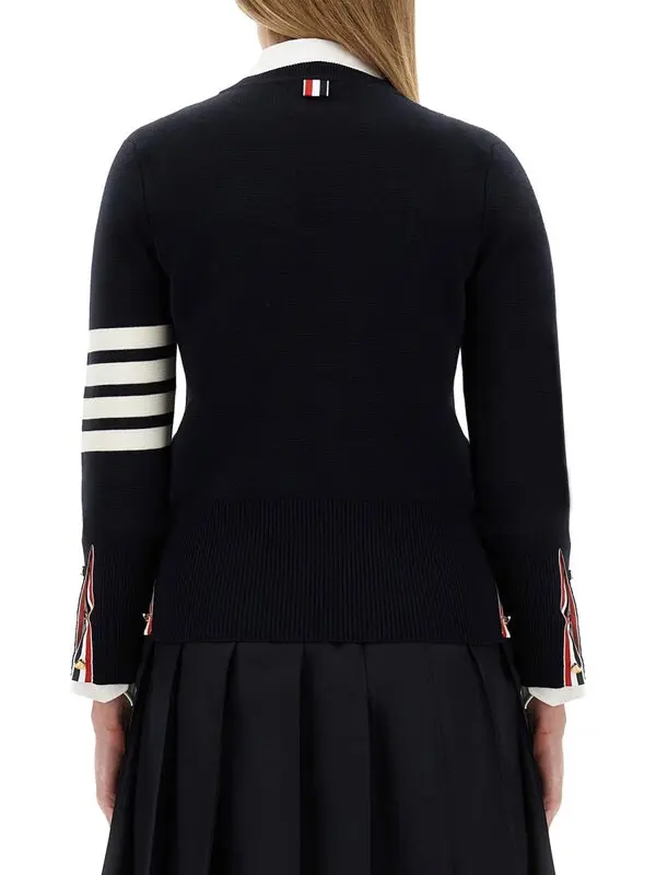Thom Browne Milano Stitch Jersey With 4 Bars - Blue
