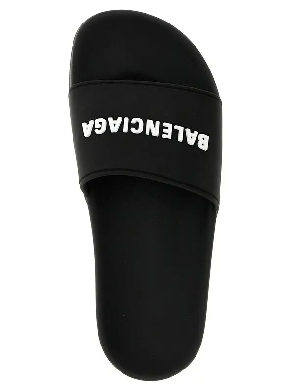 Balenciaga Pool Slides With Embossed Logo
