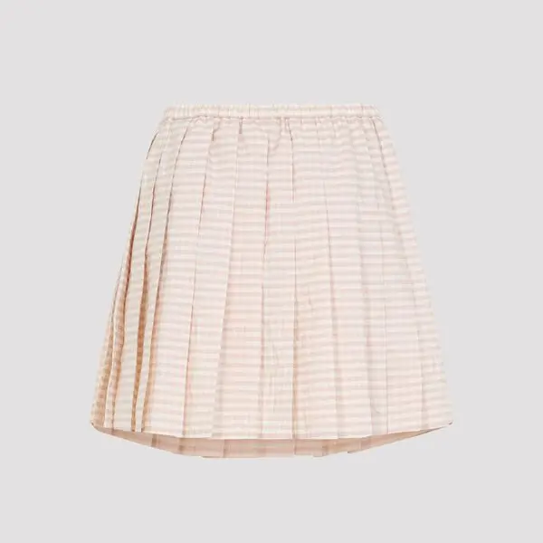 Moncler Pleated Checked Cotton Blend Skirt - Multicolor