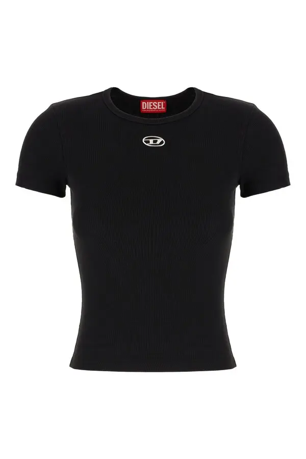 DIESEL® Ribbed T-shirt With Logo Detail