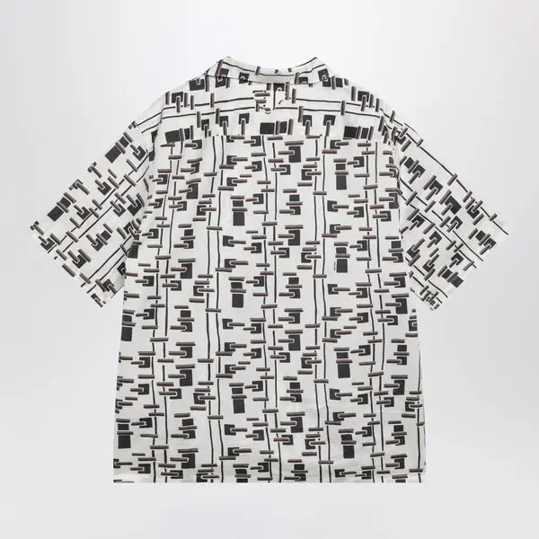 Prada Natural/burgundy Printed Silk-blend Shirt - Red