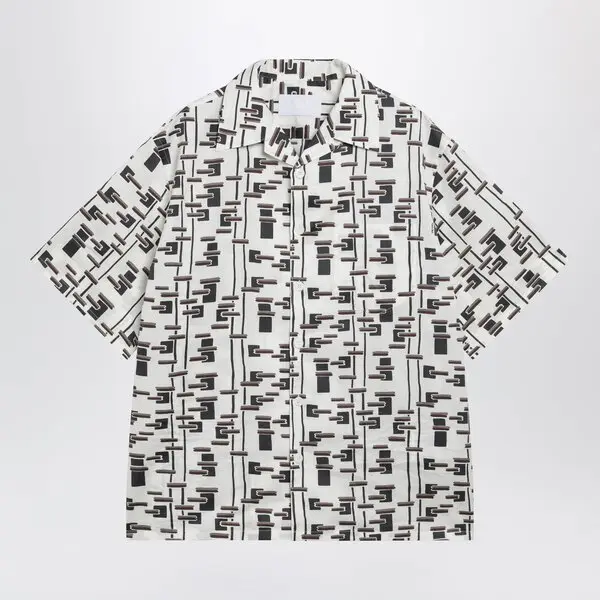 Prada Natural/burgundy Printed Silk-blend Shirt - Red