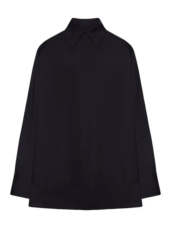 TOTEME Fluid Tuxedo Shirt In Viscose - Black