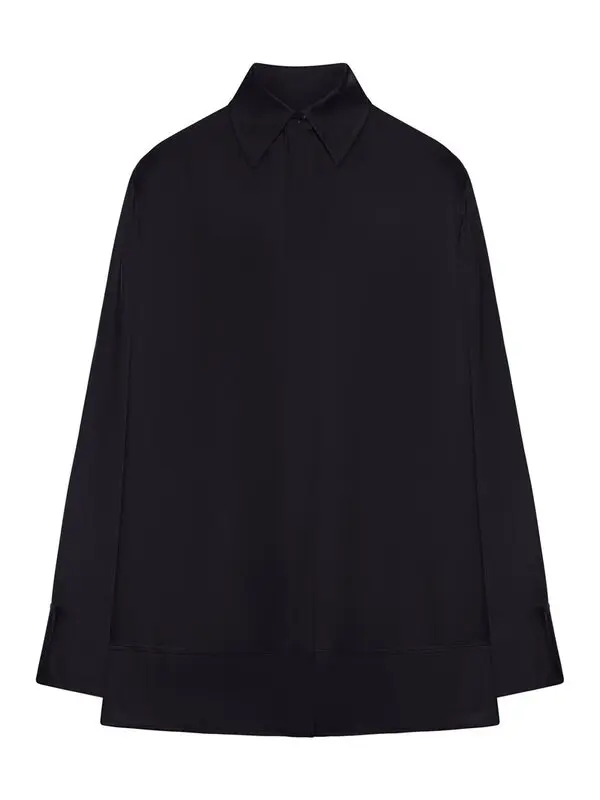 TOTEME Fluid Tuxedo Shirt In Viscose - Black