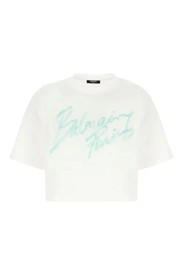 Balmain Cropped T-shirt With Graphic Print - Multicolor