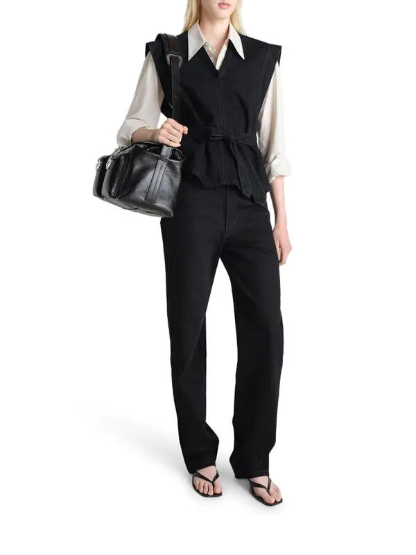 LEMAIRE Belted Cropped Denim Top - Black