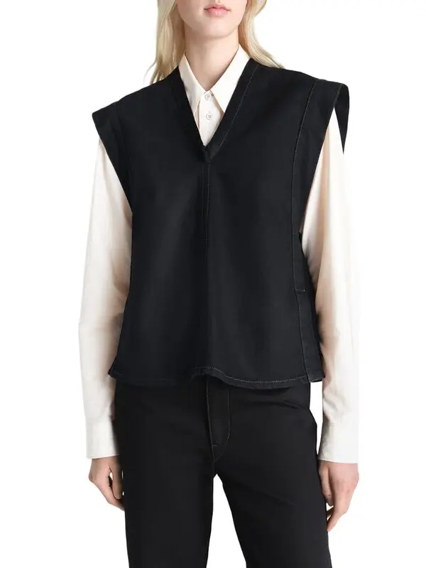 LEMAIRE Belted Cropped Denim Top - Black