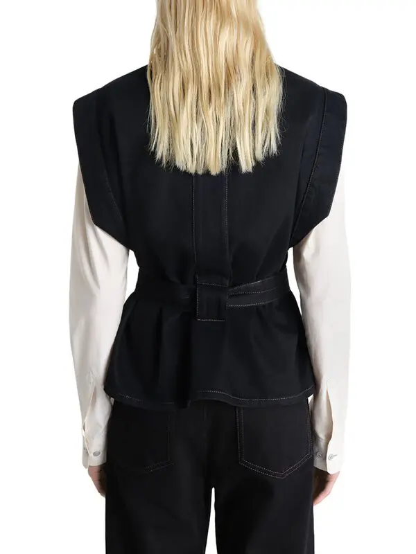 LEMAIRE Belted Cropped Denim Top - Black