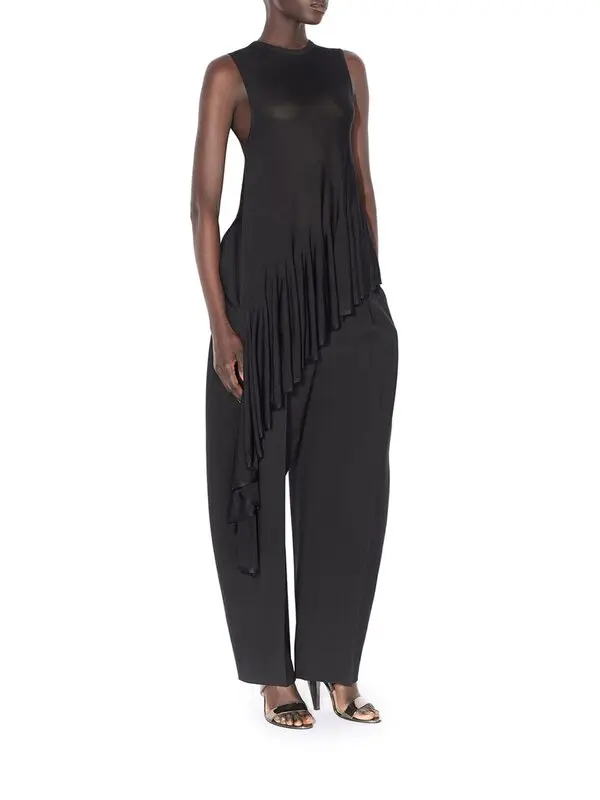 Alaïa Asymmetrical Top With Godet And Ruffle Detail - Black