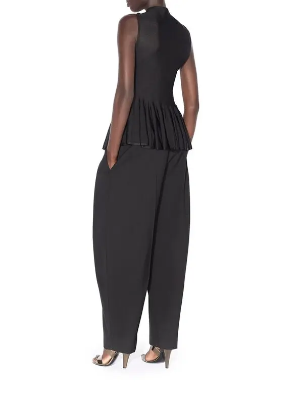 Alaïa Asymmetrical Top With Godet And Ruffle Detail - Black