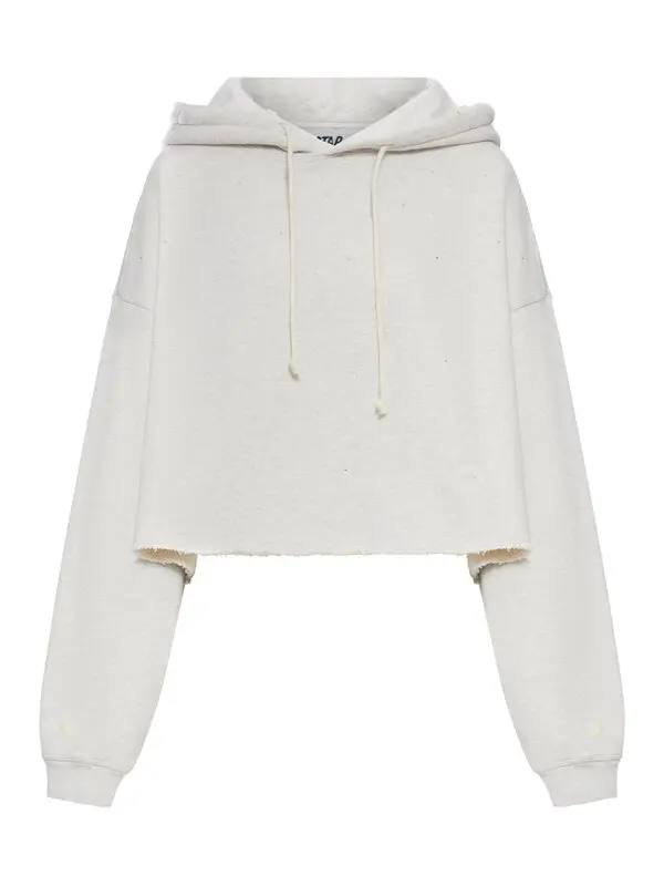 GOLDEN GOOSE Cropped Hoodie With Micro Applications - Gray