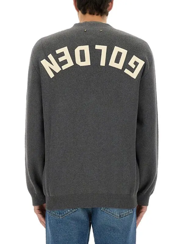 GOLDEN GOOSE Logo Lapel Cardigan - Gray