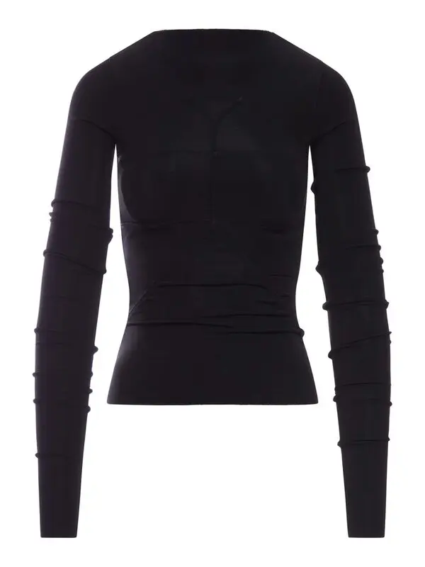 Rick Owens Fitted Temple Top With V-neck Back - Black