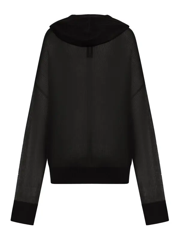 Rick Owens Semi-sheer Hooded Cashmere Knit - Black