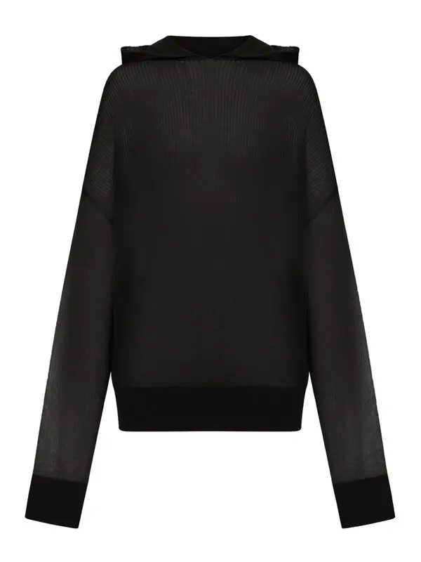 Rick Owens Semi-sheer Hooded Cashmere Knit - Black