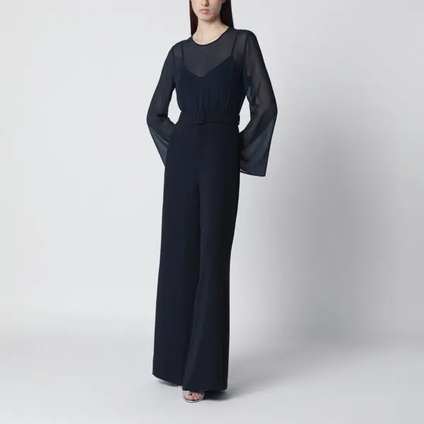 P.a.r.o.s.h Crew Neck Jumpsuit With Belt - Blue