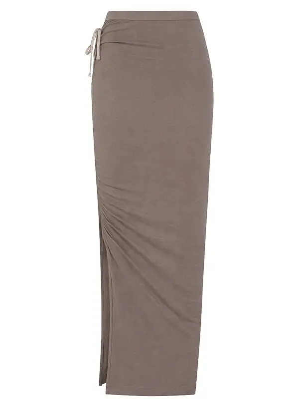 Rick Owens Cotton Skirt With Side Slit And Drawstring Detail - Multicolor