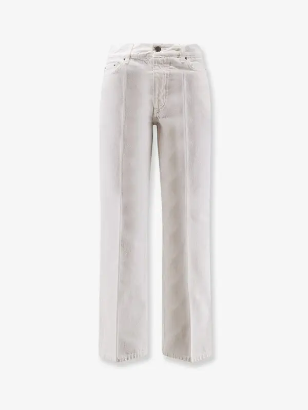 TOTEME White Denim Flared Trousers - Multicolor