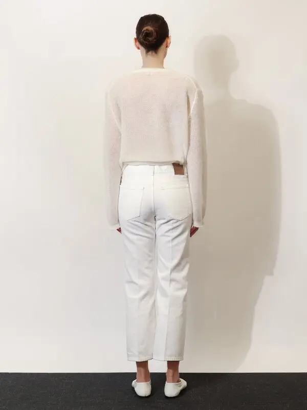 TOTEME White Denim Flared Trousers - Multicolor