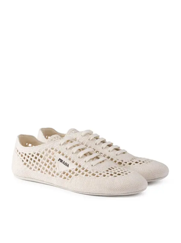 Prada Crochet Knit Sneakers - Cream