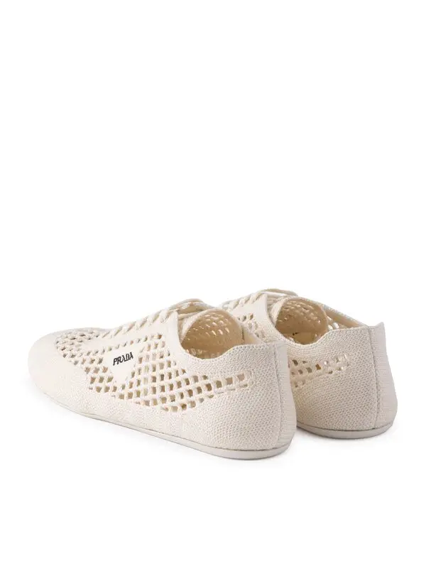 Prada Crochet Knit Sneakers - Cream
