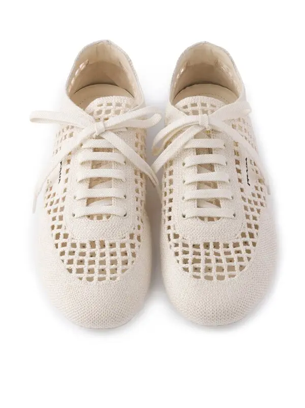 Prada Crochet Knit Sneakers - Cream
