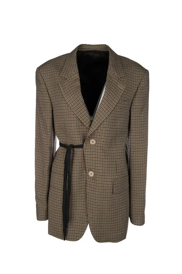 Balenciaga Checked Blazer With Drawstring