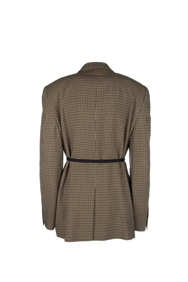 Balenciaga Checked Blazer With Drawstring