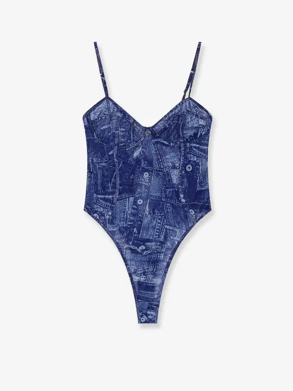 DIESEL® Bridget Denim Print Bodysuit - Multicolor