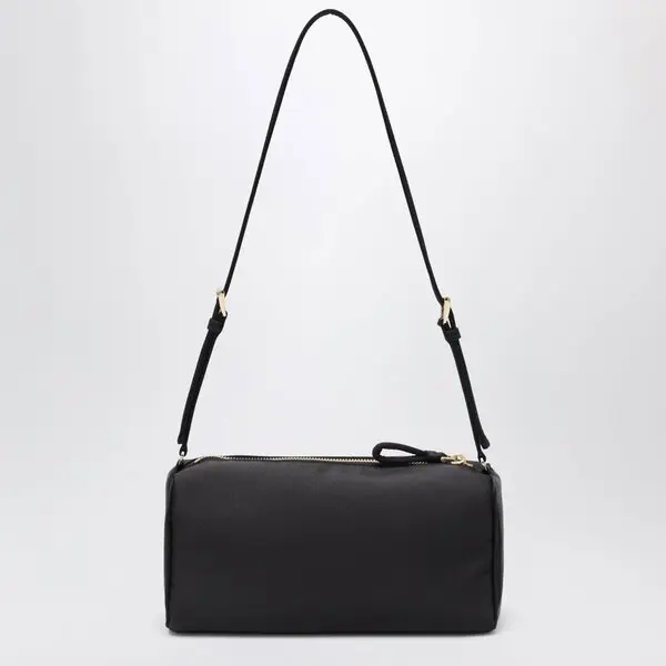 Prada Satin Pouch With Enamel Triangle Logo - Black