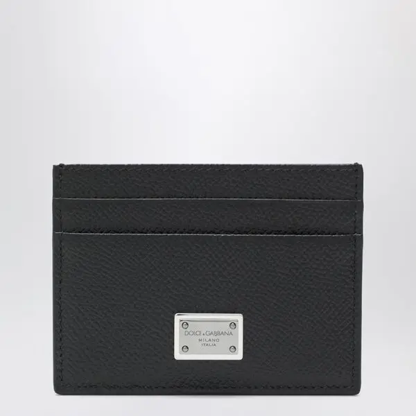 Dolce & Gabbana Dauphine Leather Card Holder With Logo Plaque - Black