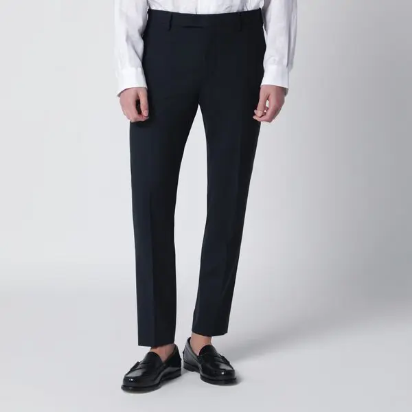 PT TORINO Navy Wool-blend Trousers