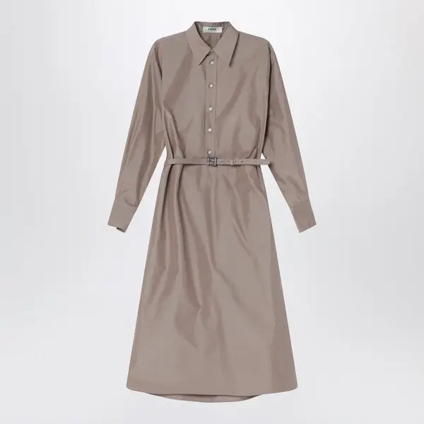 Fendi Cotton And Silk Chemisier Dress - Brown